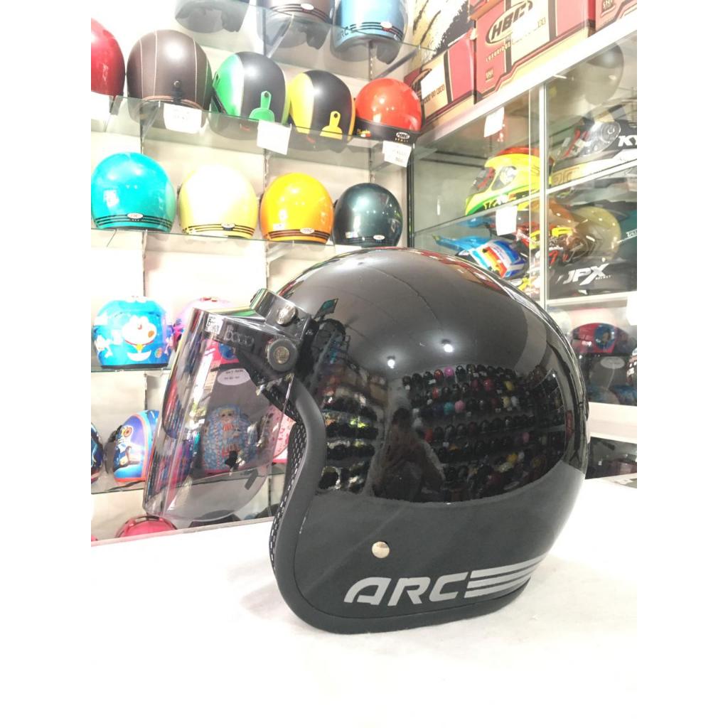 Jual ARC Aizo Helm Half Face Hitam Glossy Kaca Bogo Original Standar ...