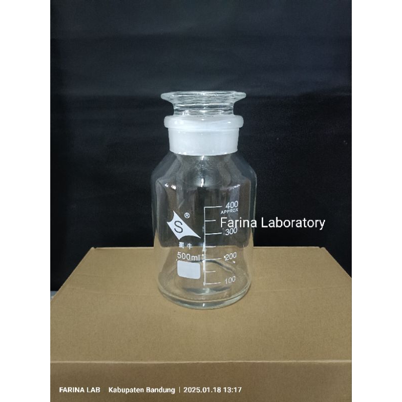 Jual Botol Reagen -Reagent Bottle 500ml RRC (bening, mulut besar ...