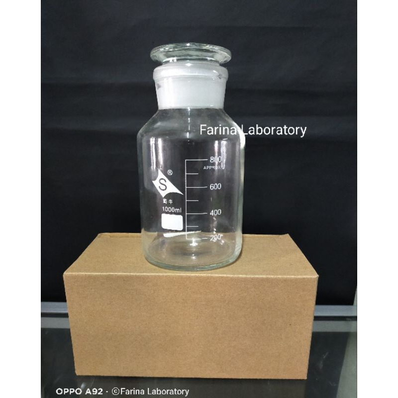 Jual Botol Reagen -Reagent Bottle 1000ml RRC (bening, mulut besar) | Shopee Indonesia