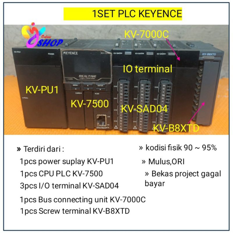Jual harga nego 1 set plc keyence kv-7500 kv7500 kv-pu1 kv-sad04 kv ...