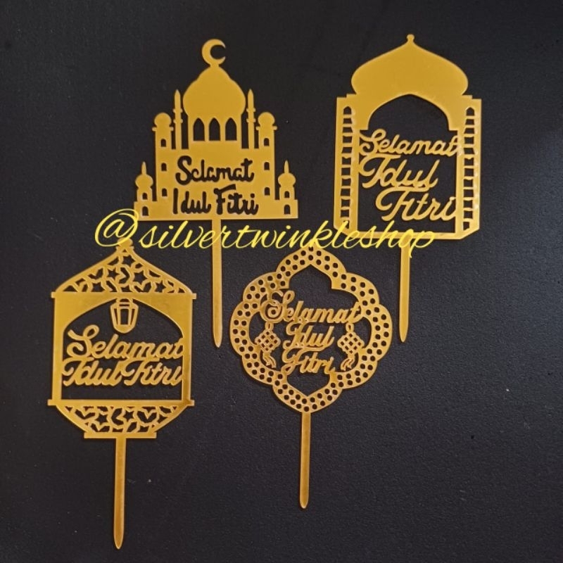 Jual Cake topper bahan akrilik selamat idul fitri toper acrylic eid ...