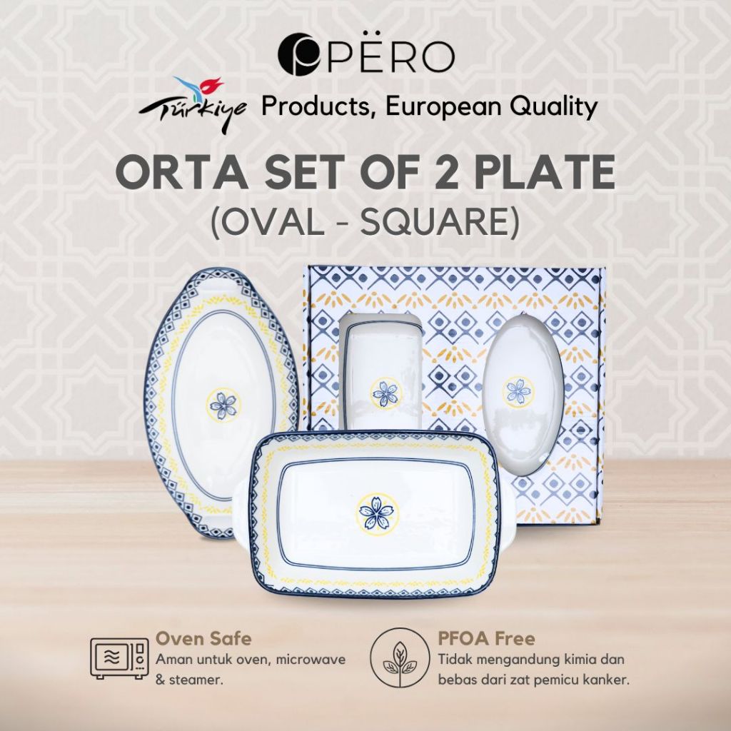 Jual Pero Hampers Set Of 2 Oval & Square Serving Plate / Pero Hampers ...