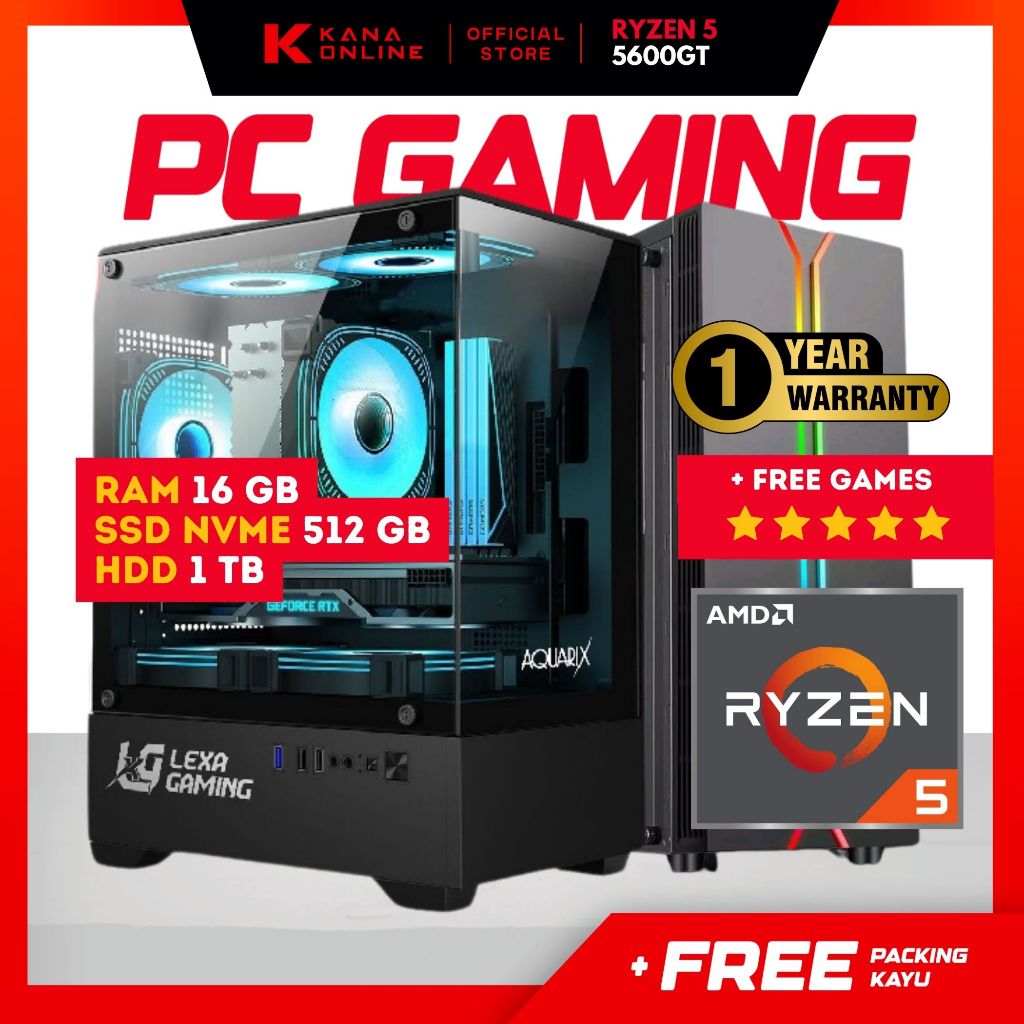 Jual PC GAMING AMD RYZEN 5 5600GT 16GB DDR4 HDD 1TB + NVME 512GB RADEON VEGA 7 CPU ONLY | Shopee ...
