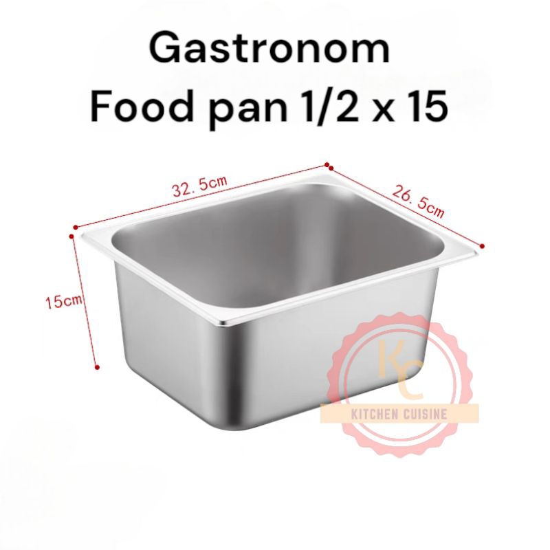 Jual GASTRONOM FOOD PAN 1/2 33 x 27 cm TINGGI 15 cm / GN pan Stainless / Food Pan / Wadah ...