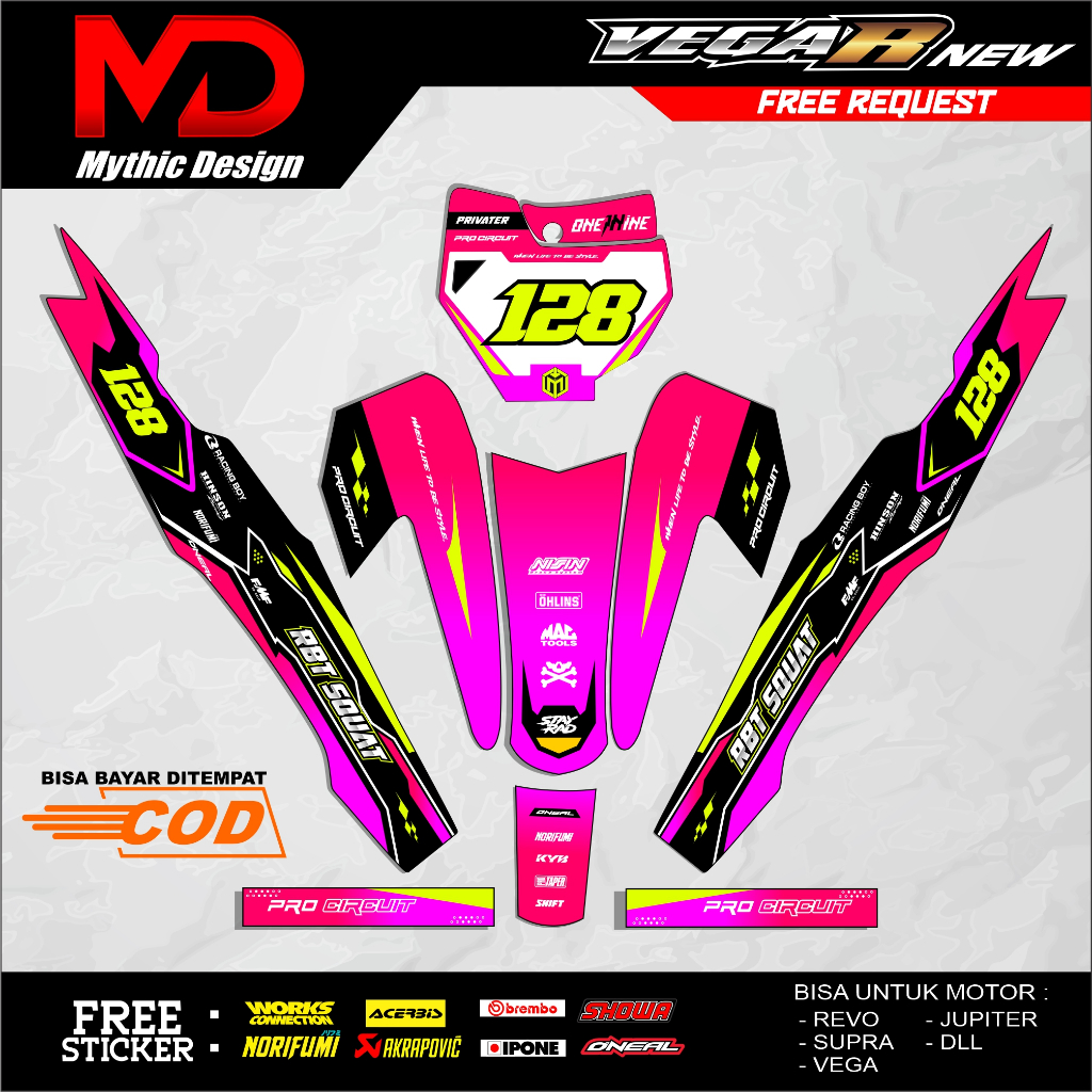 Jual Stiker Striping RBT VEGA R NEW Modif Motor Bebek Mythic Design 25. ...