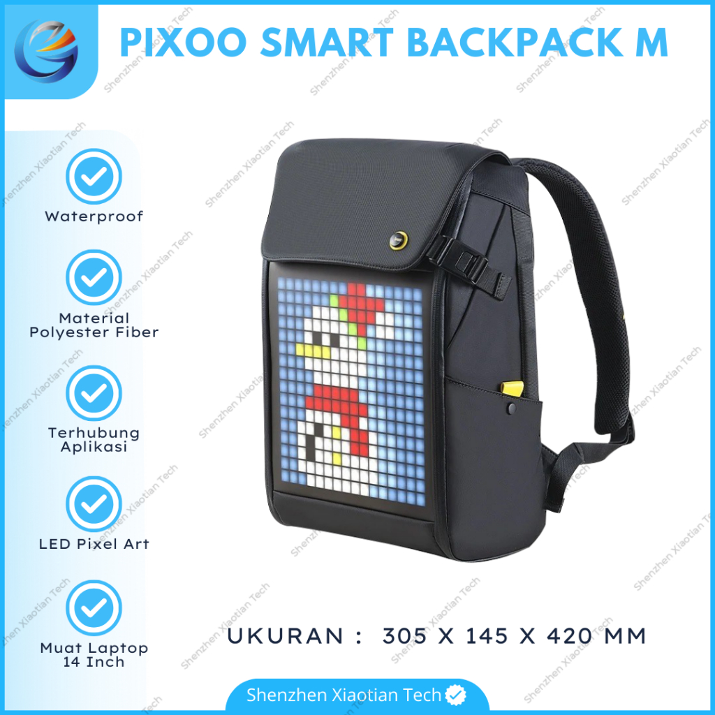 Jual Tas Led Backpack-M Pixel Art 15 Inch Waterproof | Tas Travel Pixel ...