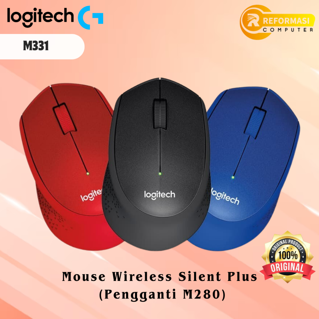 Jual LOGITECH Mouse Wireless Logitech M331 Silent Plus - Original (Pengganti M280) | Shopee ...