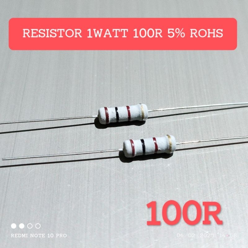 Jual (5 BUAH) RESISTOR 1WATT 1W 100R 100 OHM CF 5% ROHS | Shopee Indonesia