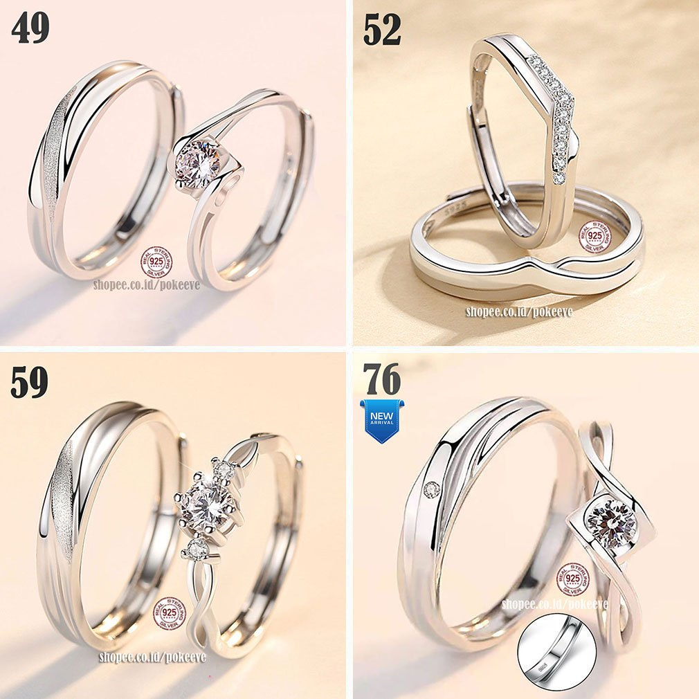 Jual Cincin Couple White Silver Perak Sterling S925/ Perhiasan Cowok ...