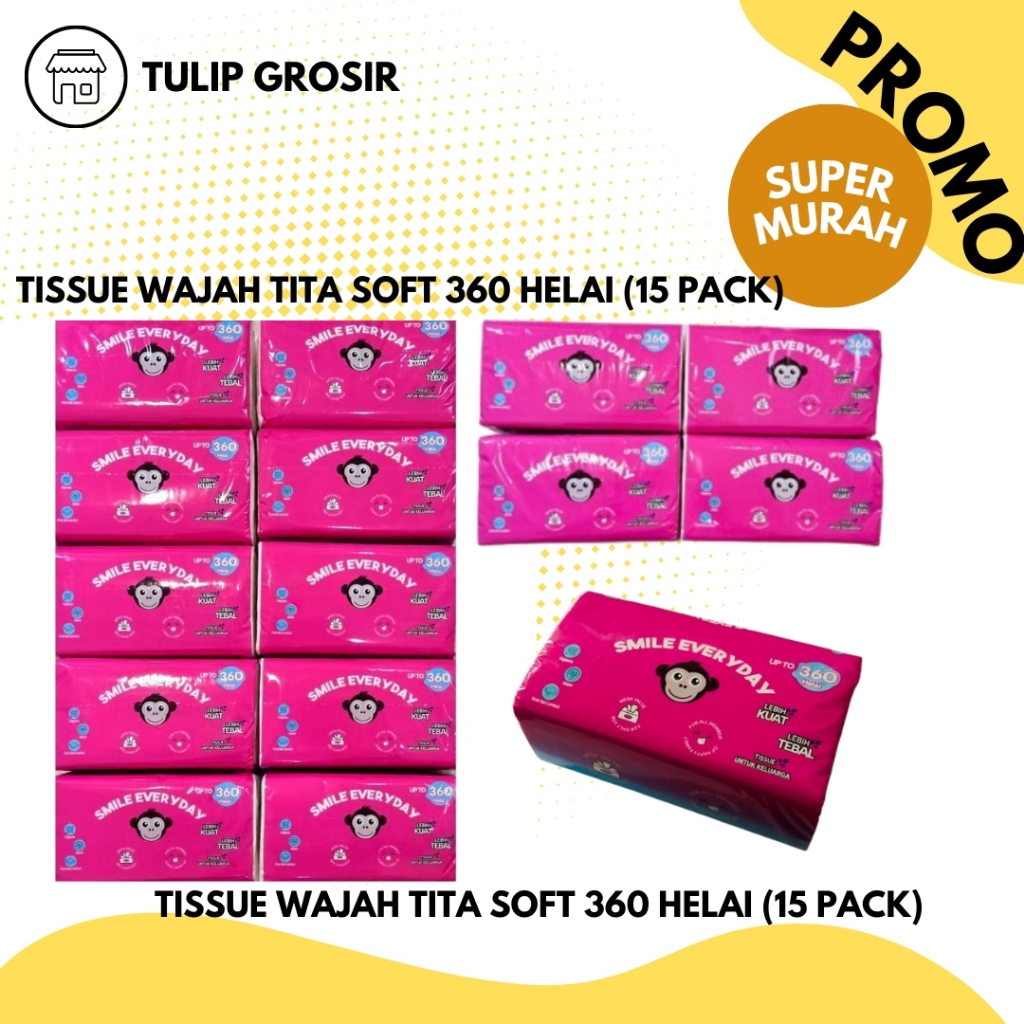 Jual (15 pack) TITA SOFT Tisu Wajah lembut untuk kulit sensitif 360 ...