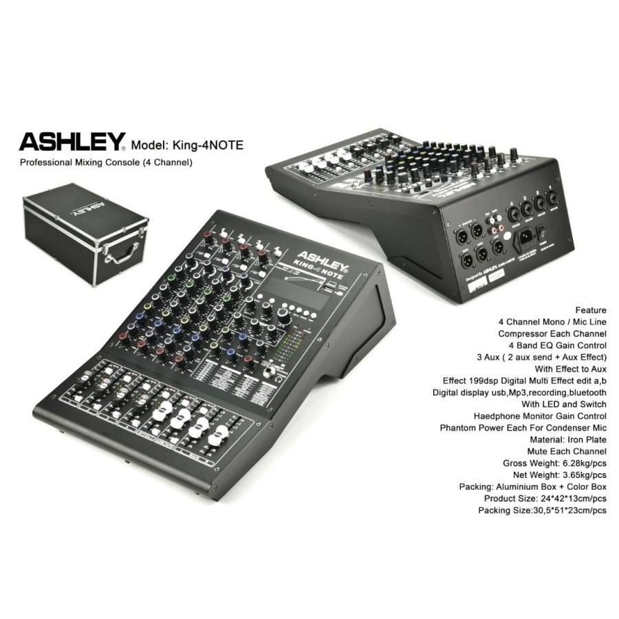 Jual Mixer Ashley King 4 Note Original Product 4 Channel Bluetooth - USB | Shopee Indonesia