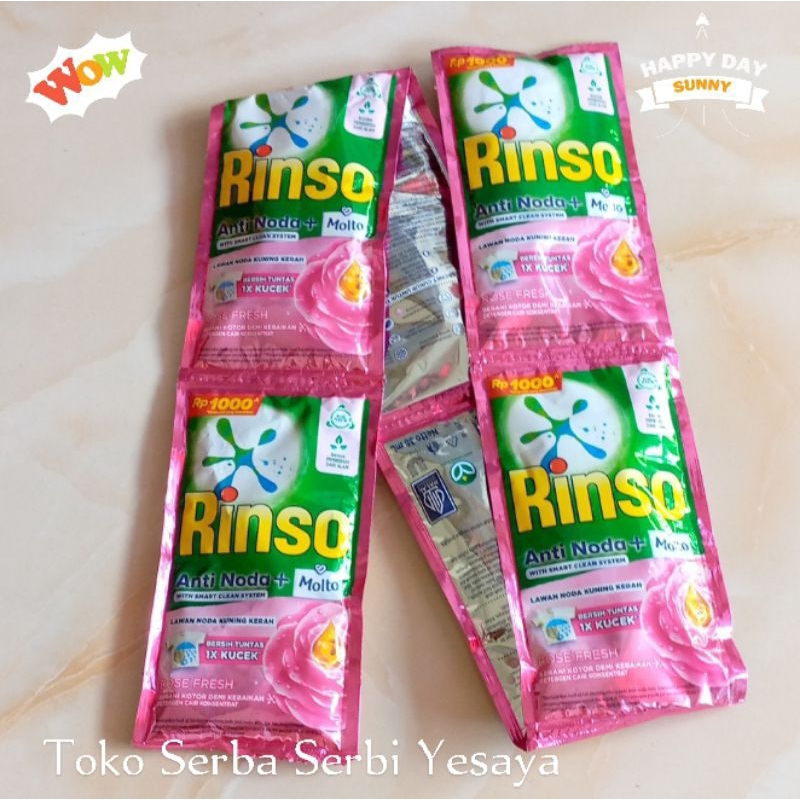 Jual Rinso Cair Anti Noda + Molto Rose Fresh Renceng (12 sachet x 38 ml ...