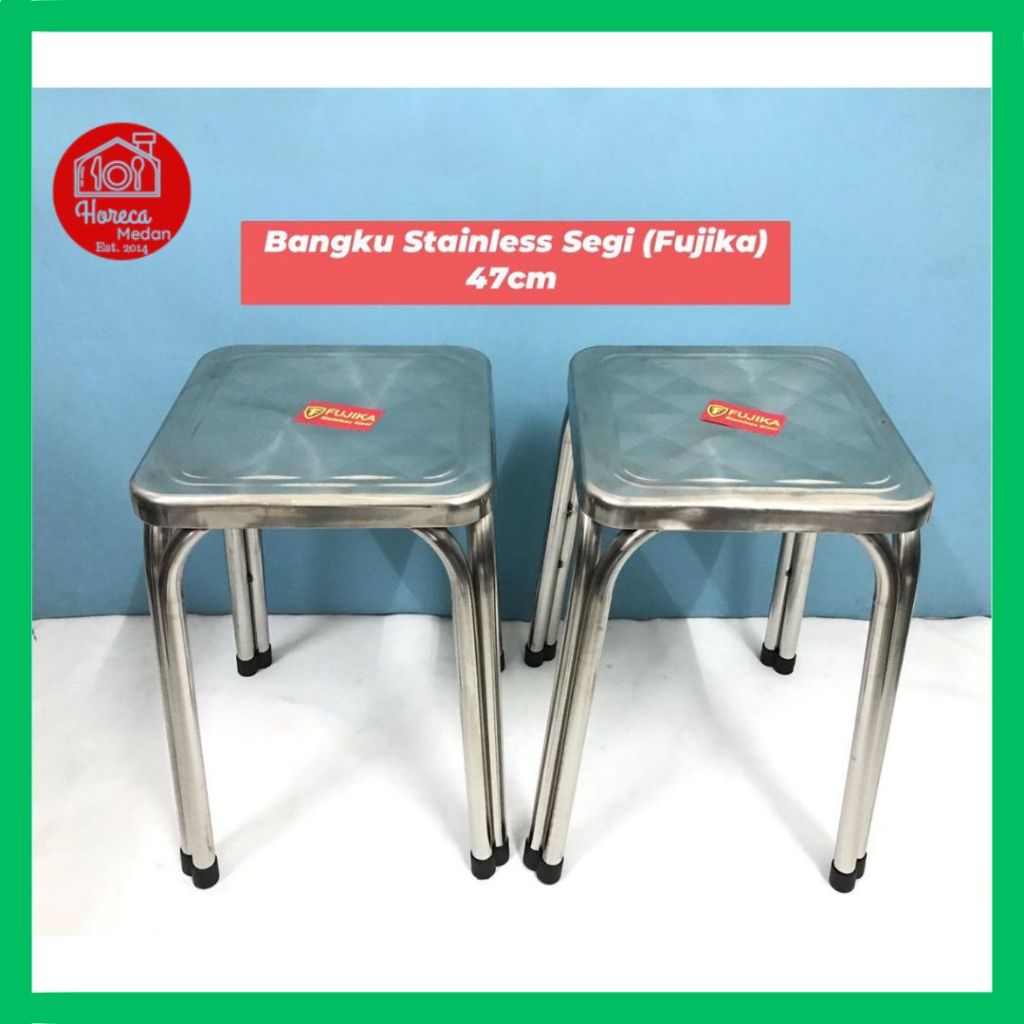 Jual Kursi Bangku Stainless steel Segi / Bulat Tinggi 47 cm / Bangku ...