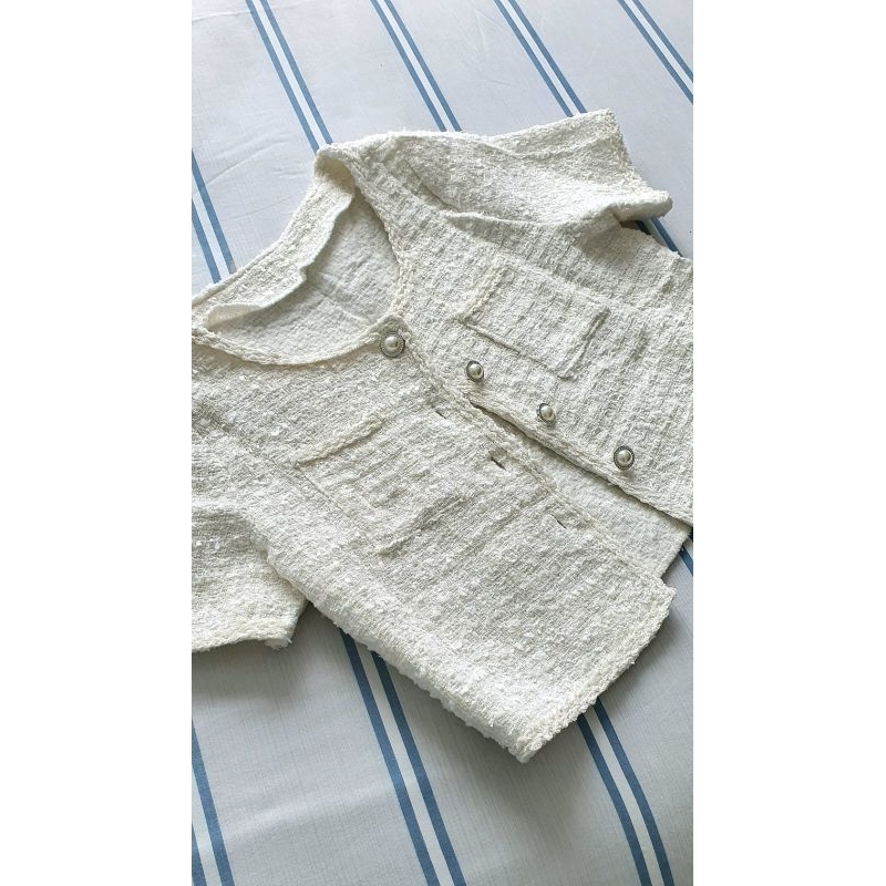 Jual tweed outer wanita warna putih | Shopee Indonesia