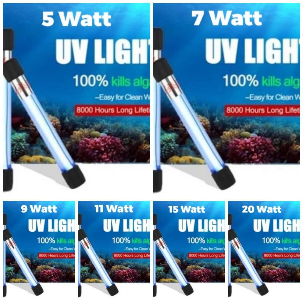 Jual LAMPU UV 5 7 9 11 15 20 WATT Anti Pembersih Lumut Alga Air Hijau ...
