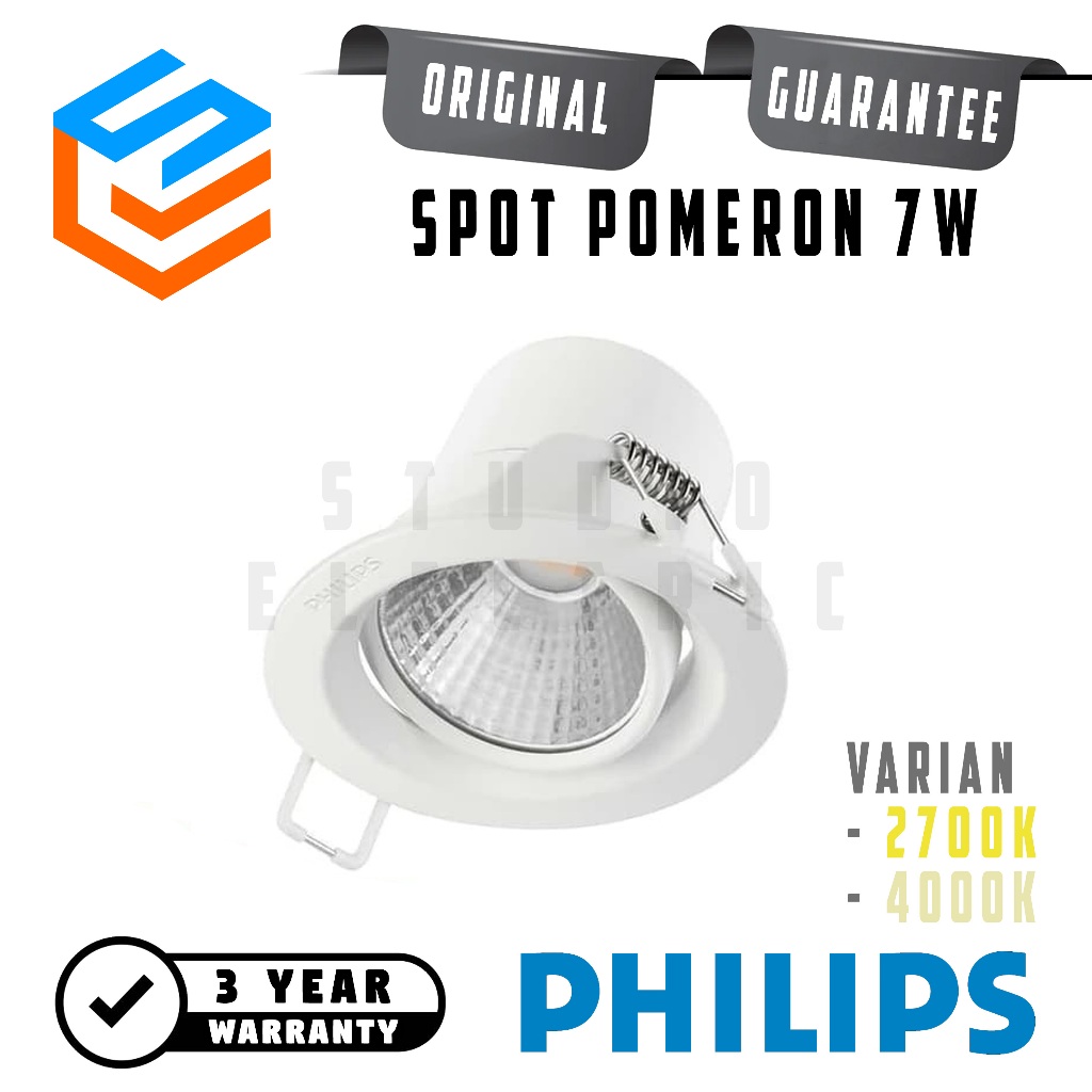 Jual Philips Spotlight Pomeron 59776 Lampu LED Downlight Bulat 7 Watt ...