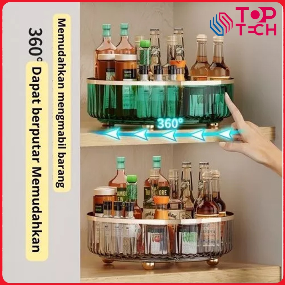 Jual Toptech - Rak Bumbu Putar Transparan / Rak Buah / Snack Putar ...