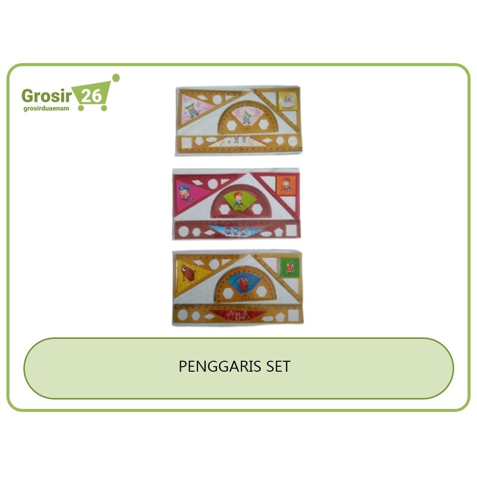 Jual (3 set) penggaris / rol / mistar / garisan set plastik matematika ...