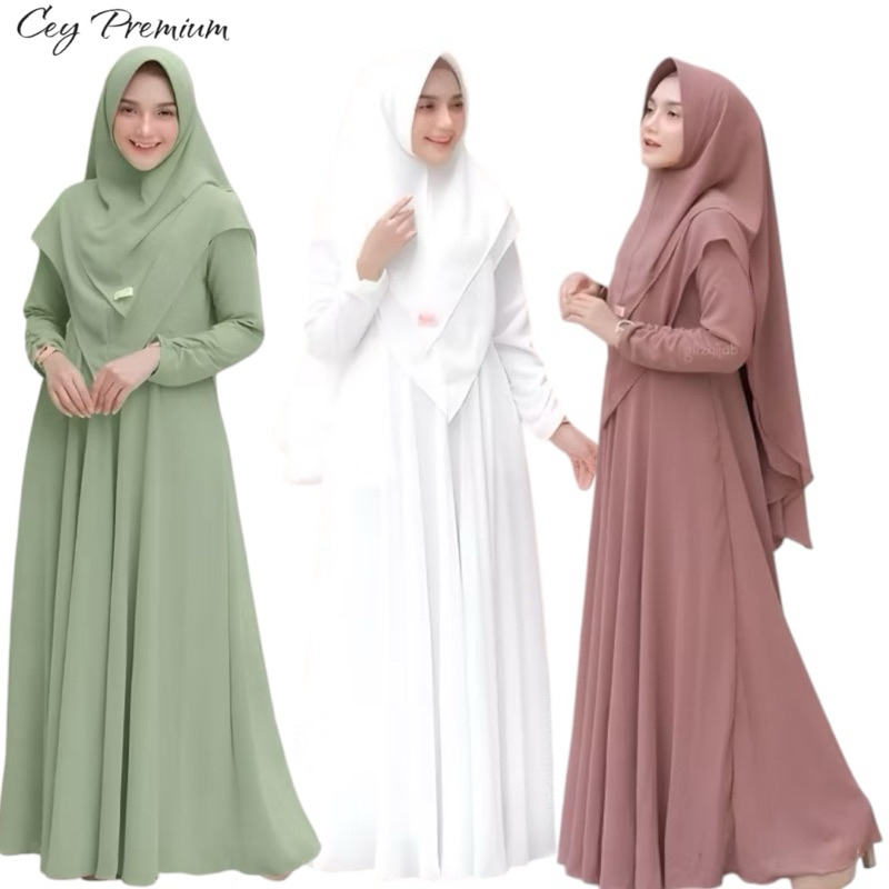 Jual Gamis Mayra Syar’i Plus Hijab 2 Layer Crinkle Airflow Ukuran Jumbo M L XL XXL Dress Busui ...