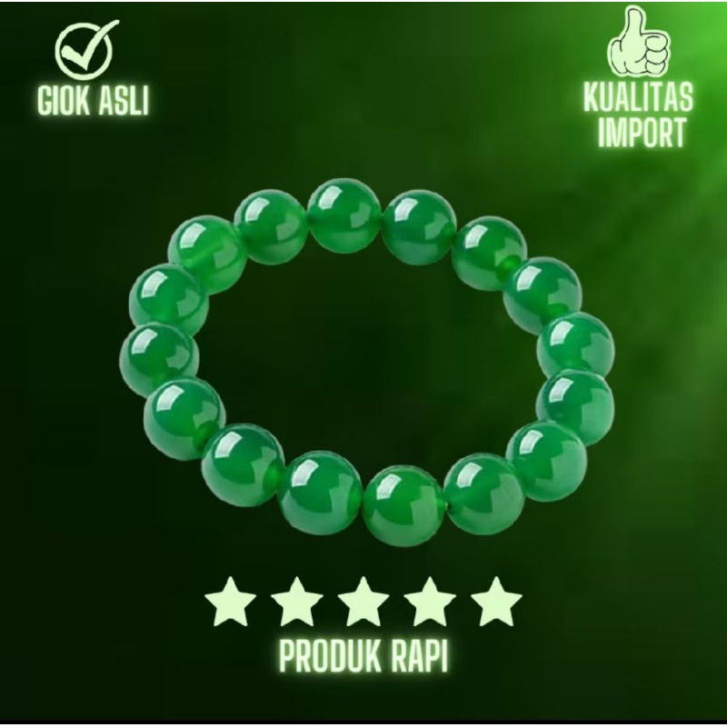 Jual Gelang Batu Giok Natural Ukuran 10 mm/Gelang Giok Original Pria ...