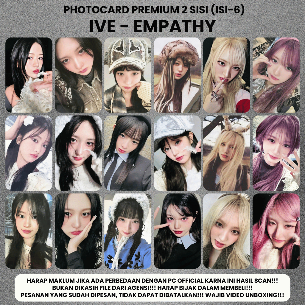 Jual (ISI 6 PCS) Photocard IVE EMPATHY - PC Premium 2 Sisi Kartu Kpop Merch Unofficial IVE ...
