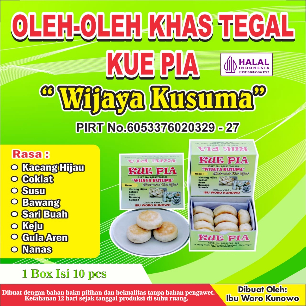 Jual Kue Pia Rasa Bawang / Laktopia / Kue Pia Wijaya Kusuma Tegal ...