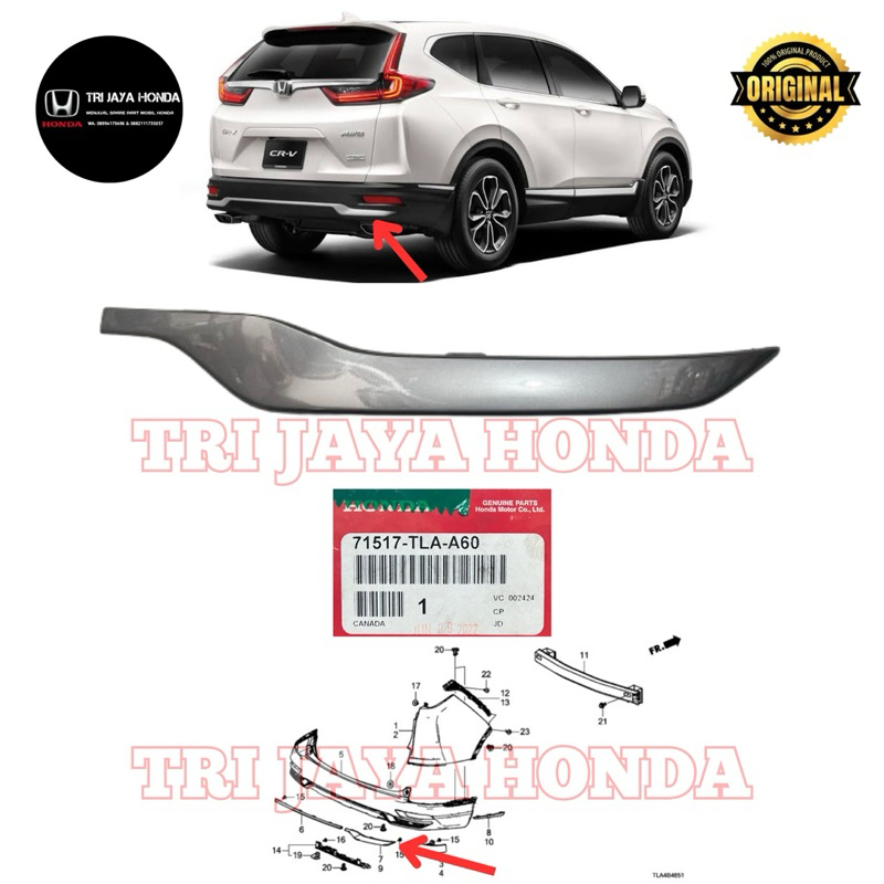 Jual List Moulding Bumper Belakang Samping Honda CRV Turbo Facelift ...