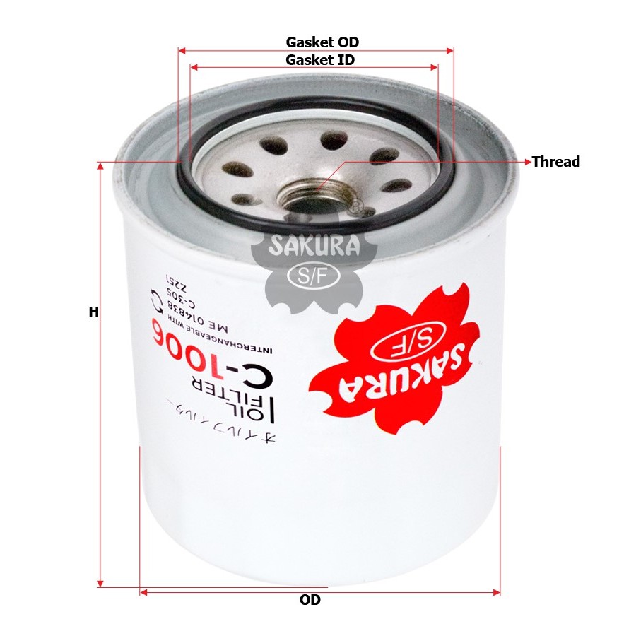 Jual Filter Oli By Pass Colt Diesel 4D31 PS100 C-1006 Sakura C1006 ...