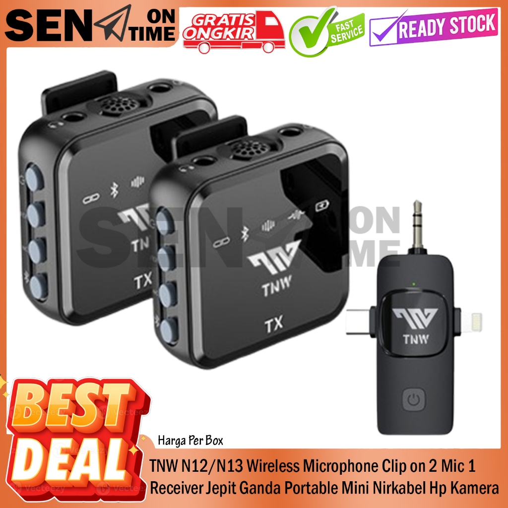 Jual TNW N12/N13 Wireless Microphone Clip on 2 Mic 1 Receiver Jepit ...