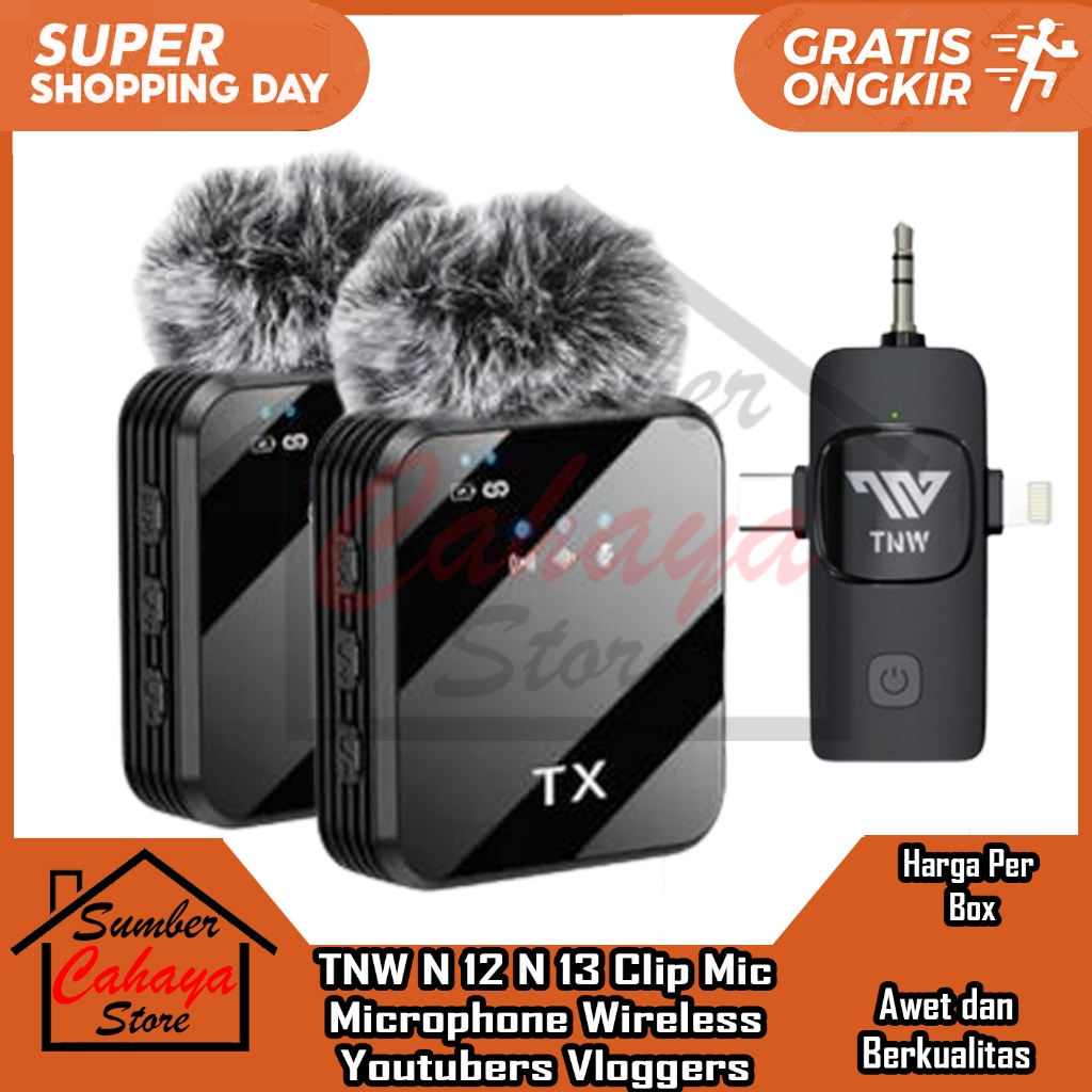 Jual TNW N12/N13 Wireless Microphone 2 In 1 Clip On Mic Wireles Dual ...