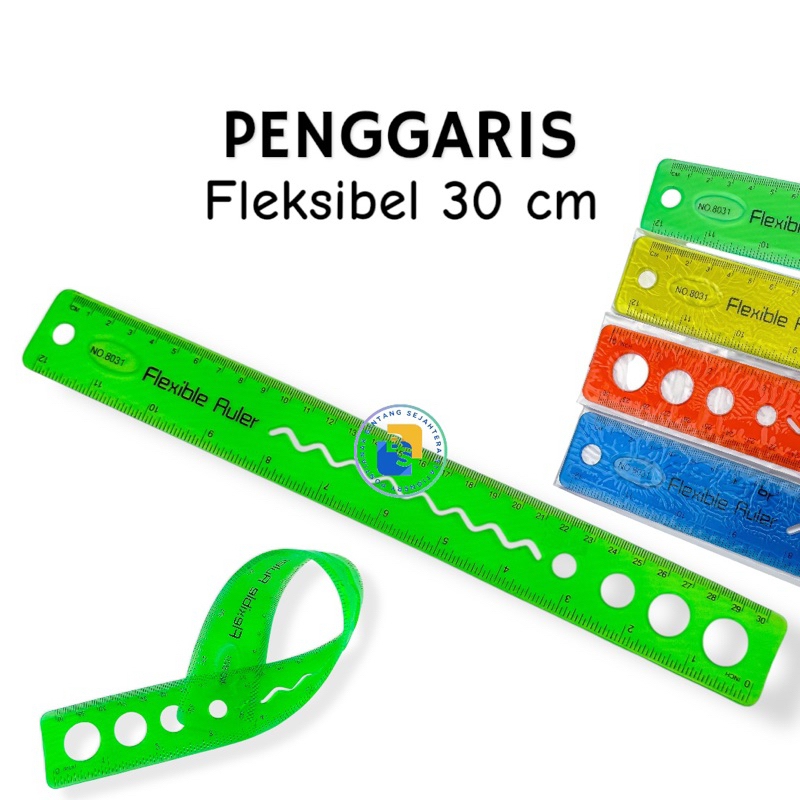 Jual Penggaris plastik transparan lentur fleksibel flexible ruler 30 cm ...