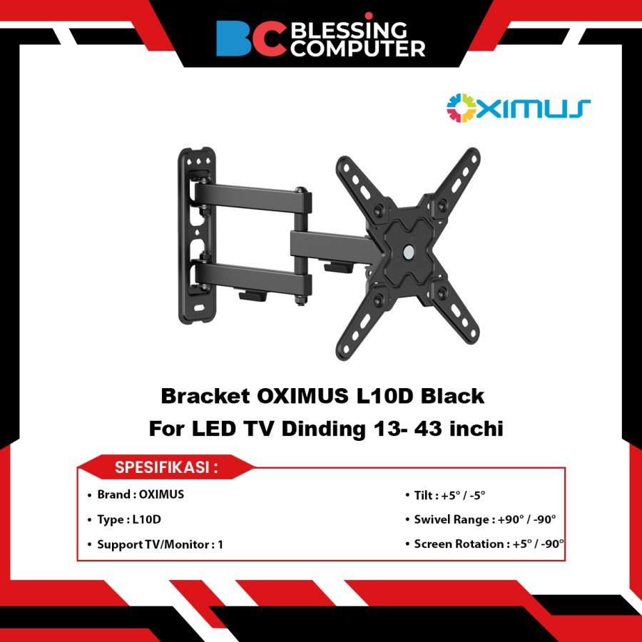 Jual Bracket OXIMUS L10D Black For LED TV Dinding 13- 43 inchi | Shopee ...
