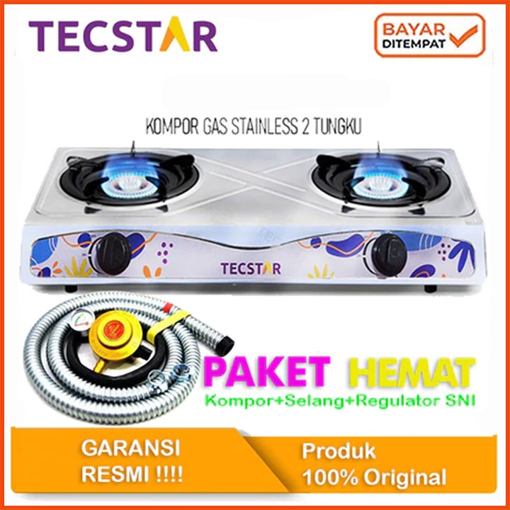 Jual KOMPOR GAS Tecstar double TUNGKU Nyala api biru tecstar 2 tungku ...