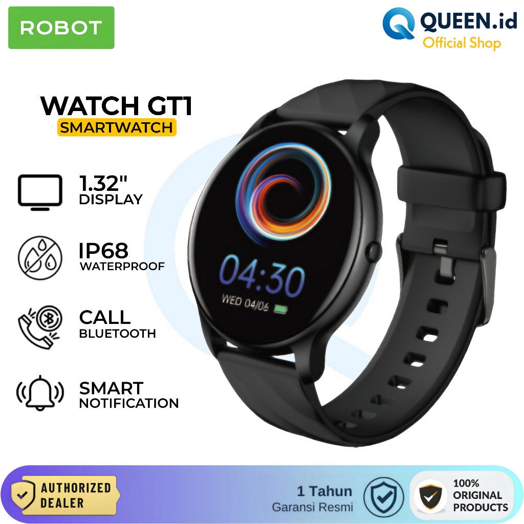 Jual ROBOT Watch GT 1 Smartwatch 1.32" Display SpO2 Bluetooth Call ...