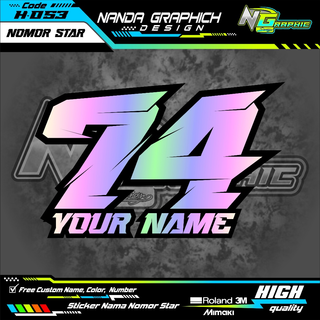 Jual Sticker Nomer Star Custum Free Request Nama Nomor Dimotor DLL ...