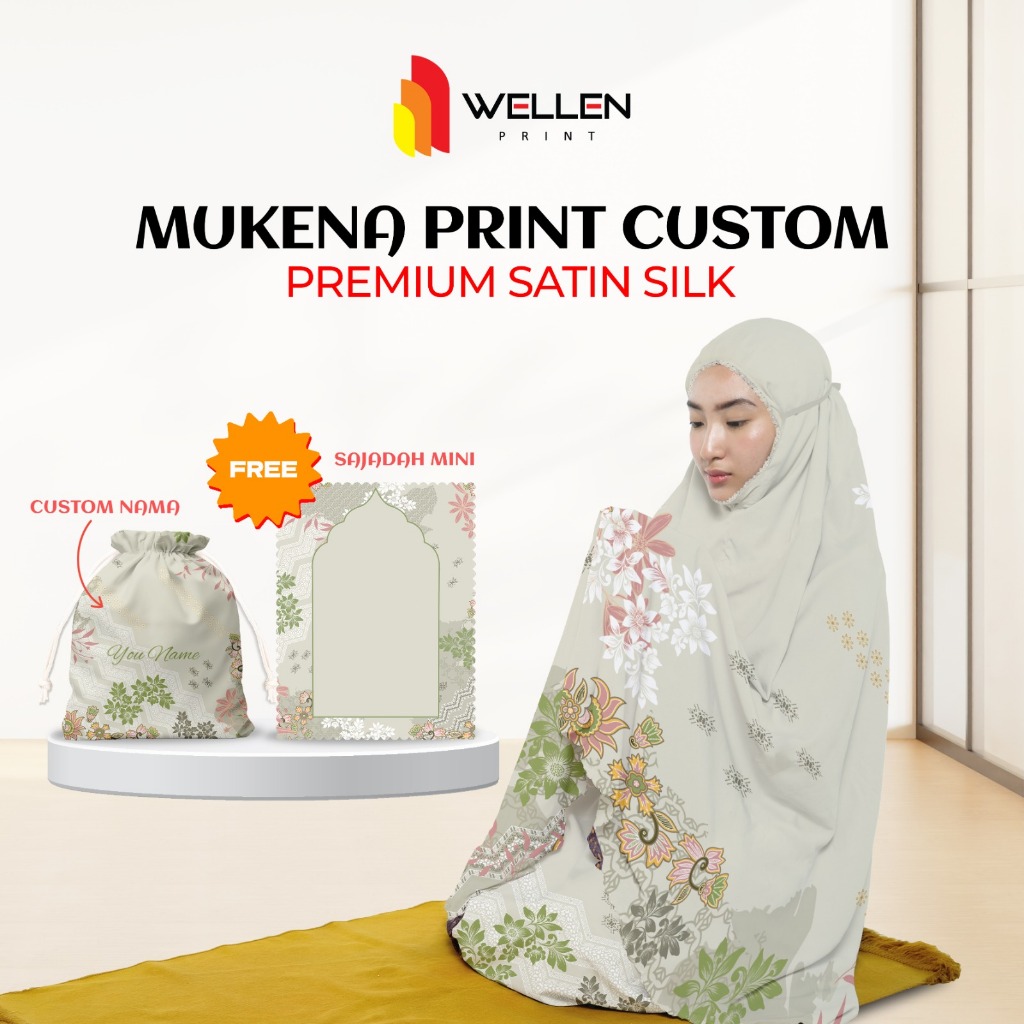 Jual WELLEN PRINT – Mukena Print Custom FREE Sajadah Mini dan Pouch ...