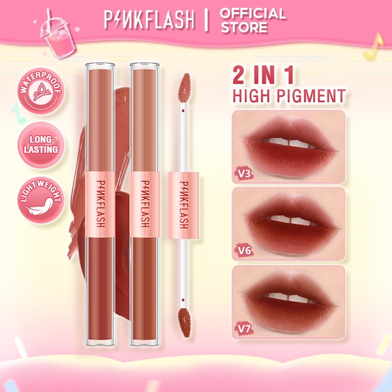 Jual PINKFLASH 2IN1 Dual Liquid Lipstick Matte Velvet Tint / Lip Matte ...