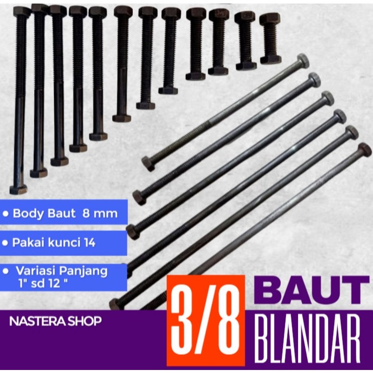 Jual Mur Baut Blandar Baut UNC 3/8 Baut Balok Baja Panjang 2.5 sd 30 Cm ...
