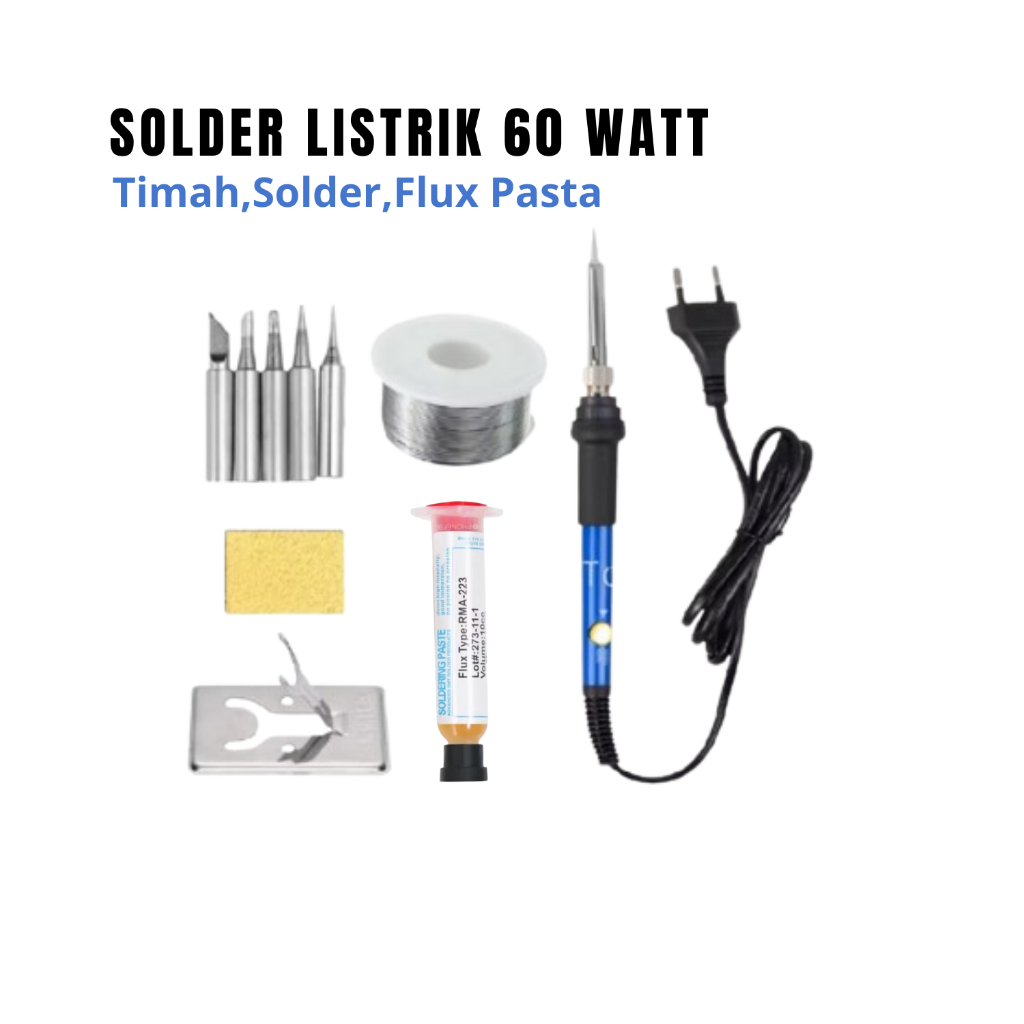 Jual Paket Solder Listrik 60 Watt Lengkap Adjustable Temperature | Shopee Indonesia