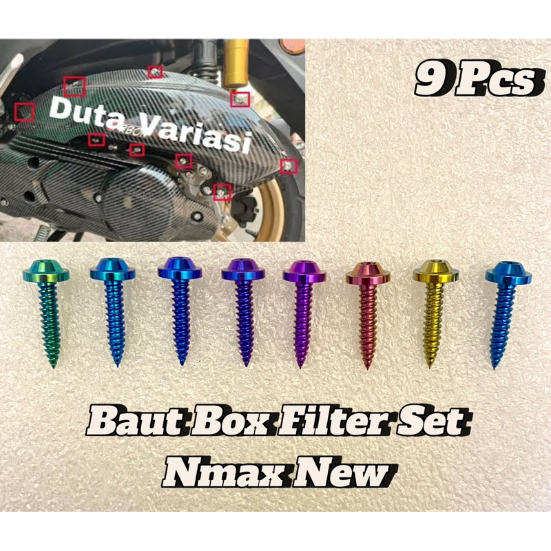 Jual (9 Biji) BAUT Titanium Full Set Box Filter Udara FILTER NMAX TURBO ...