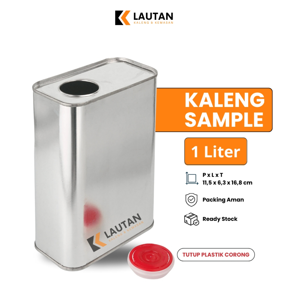 Jual Kaleng Sample 1 Liter Tutup Plastik Corong BBM Solvent SPBU Bensin ...