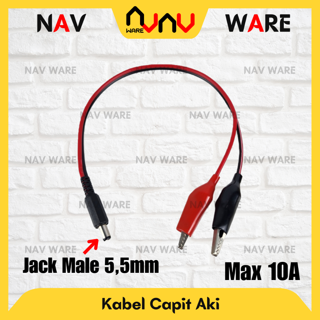 Jual Kabel Jumper Jepit Aki / Capit Buaya dengan Jack DC Male 5,5mm 10A ...