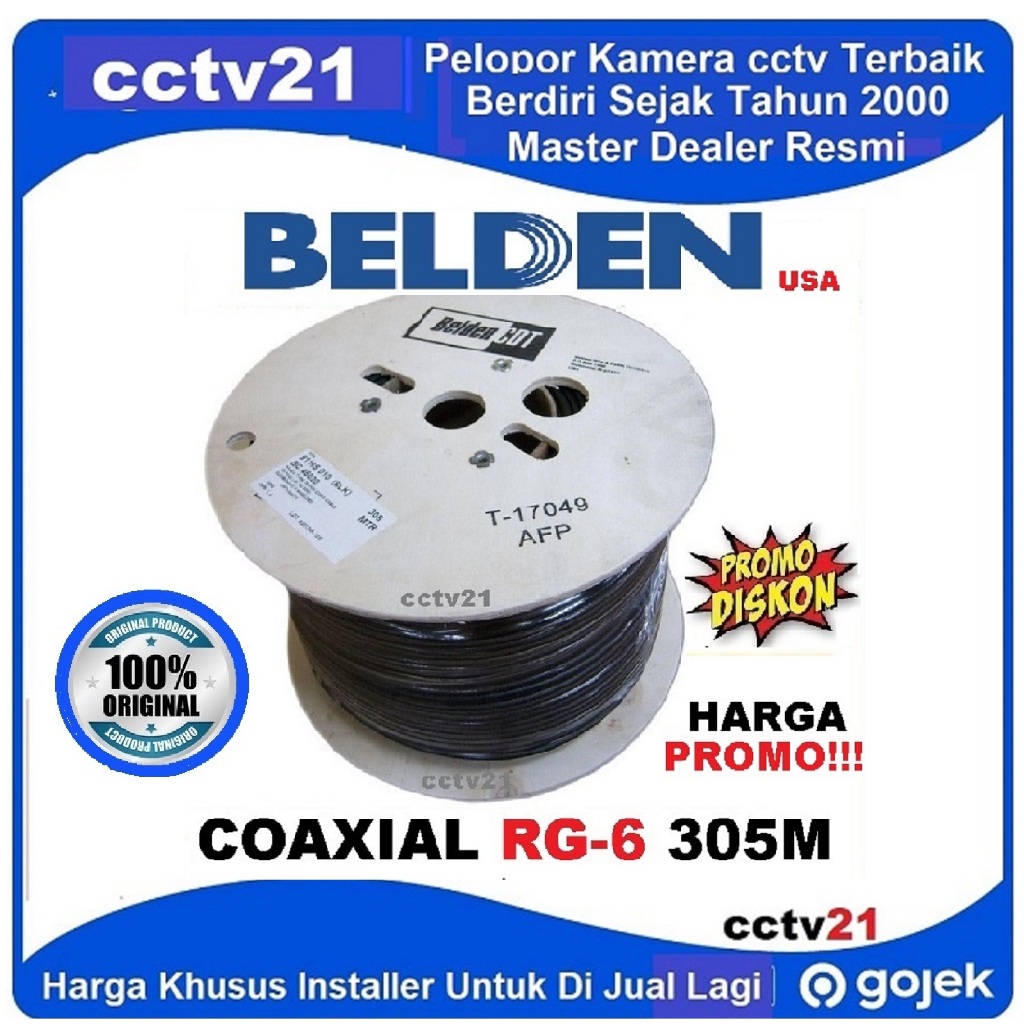 Jual KABEL COAXIAL RG6 ORI BELDEN USA 9116S Eceran Meteran Harga Promo ...