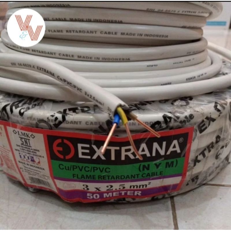 Jual kabel listrik Extrana 3x2,5 mm kawat tembaga NYM harga/meter | Shopee Indonesia