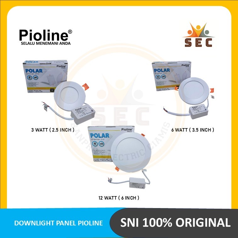 Jual DOWNLIGHT LED PIOLINE 3W 6W 12W BULAT SLIM PANEL LIGHT ROUND PUTIH ...