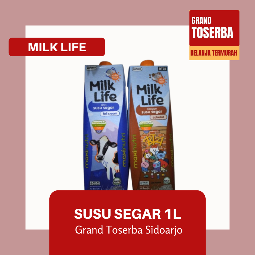 Jual MILK LIFE SUSU UHT 1L / SUSU SEGAR FULL CREAM DAN COKELAT | Shopee ...
