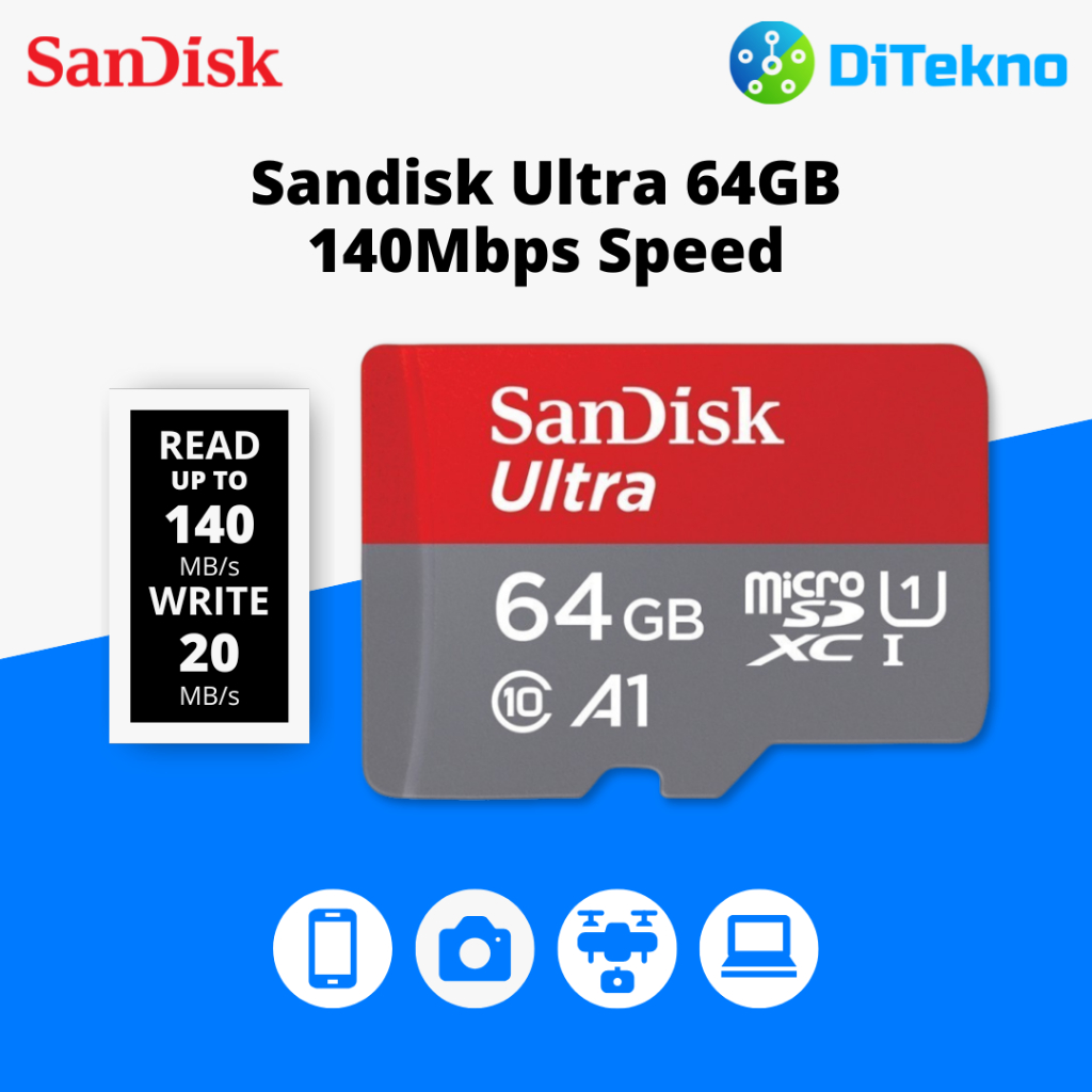 Jual Sandisk Ultra 64GB 140Mbps Micro SD | Shopee Indonesia