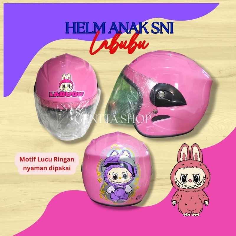 Jual Helm Anak SNI Labubu Glossy Pink | Helm Anak Perempuan 2-5 Tahun ...