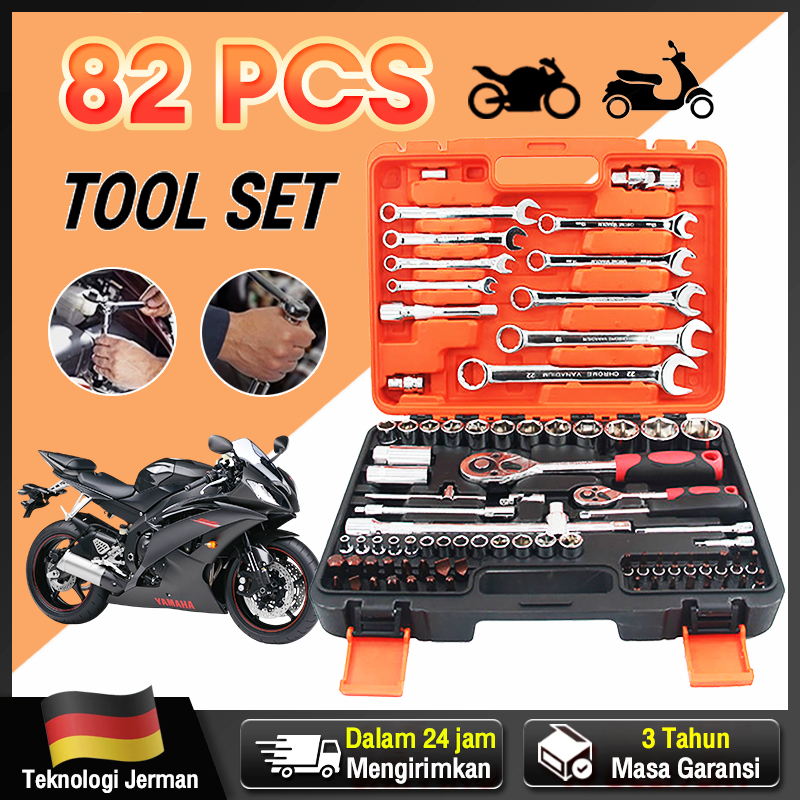 Jual REAIM 82pcs Tool Kit Kunci Shock Set alat kunci pas soket Set alat mobil alat kunci pas ...