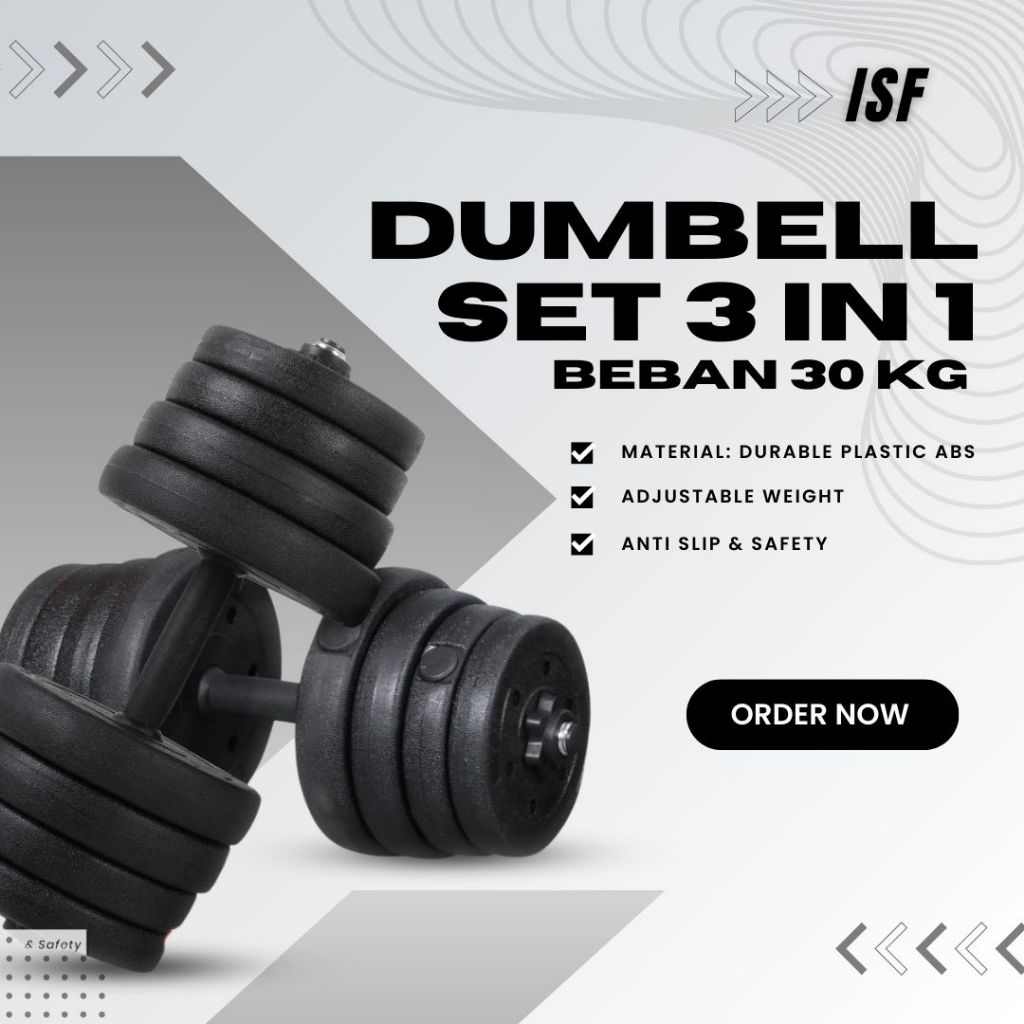 Jual ISF Adjustable Dumbell Barbel Set 30KG Barbell ABS PVC 30 KG ...